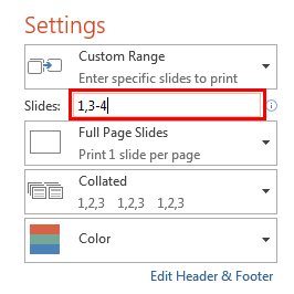 Print Tab of Backstage View in PowerPoint 2013 for Windows
