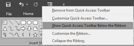 Quick Access Toolbar in PowerPoint 2016 for Windows