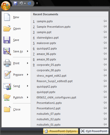 Quick Access Toolbar Powerpint
