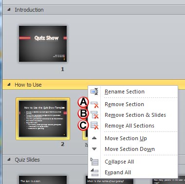 Removing Sections in PowerPoint 2010 for Windows