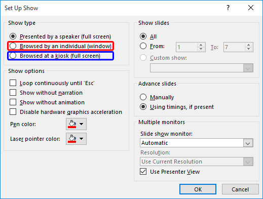 Slide Show View in PowerPoint 2016 for Windows