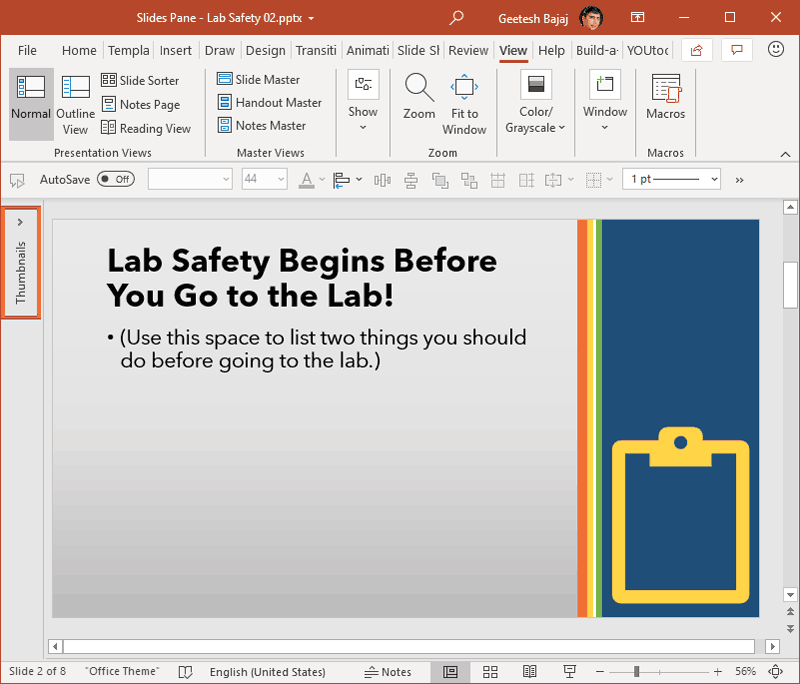 Slides Pane In PowerPoint 365 For Windows Slides Pane In PowerPoint 365 For Windows
