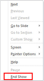 Slide Show View in PowerPoint 2010 for Windows