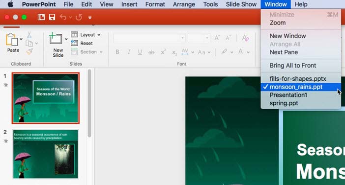 Switch Views Between Multiple Presentations in PowerPoint 2016 for Mac