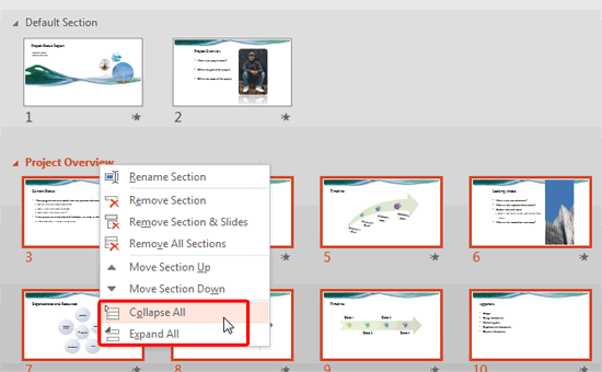 Viewing Sections in PowerPoint 2013 for Windows