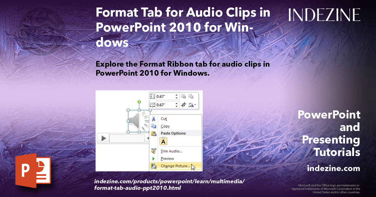 Format Tab for Audio Clips in PowerPoint 2010 for Windows