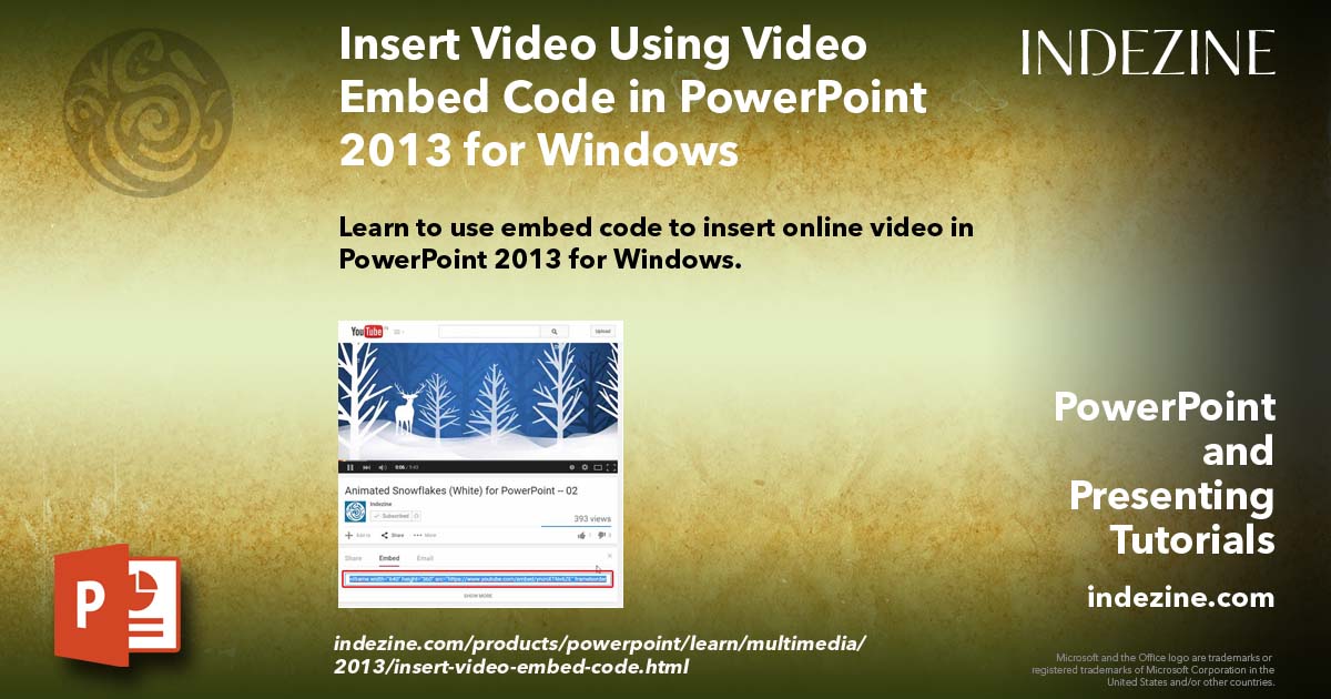 Insert Video Using Video Embed Code In PowerPoint 2013 For Windows