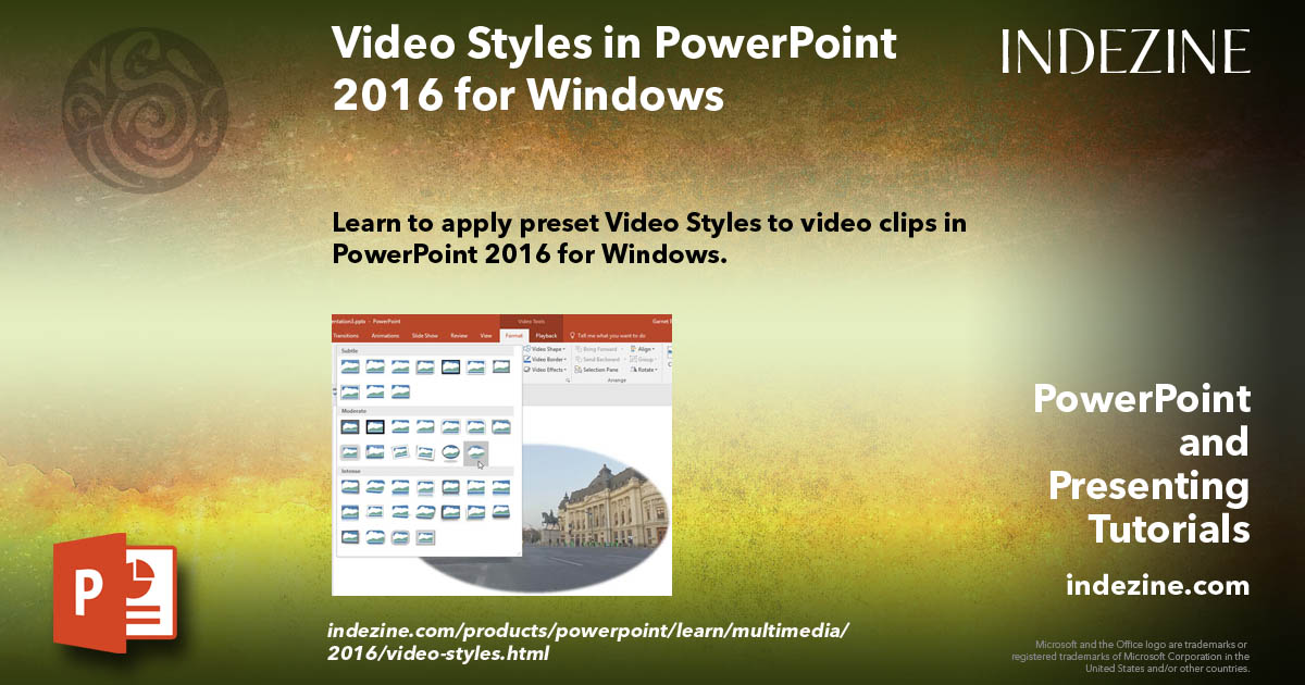 Video Styles in PowerPoint 2016 for Windows