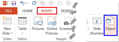Insert Excel Spreadsheet in PowerPoint 2013