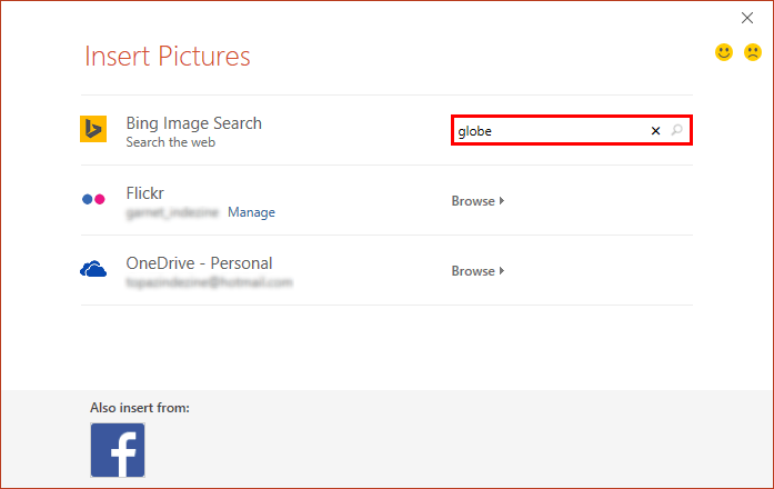 Insert Picture from Bing in PowerPoint 2016 for Windows
