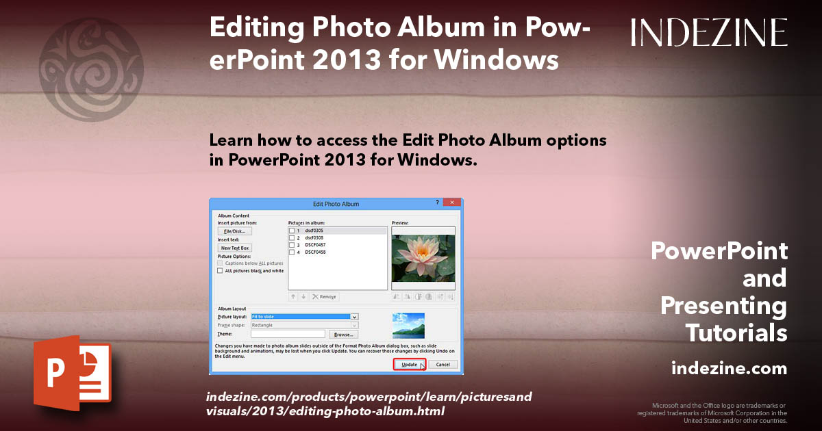 Editing Photo Album in PowerPoint 2013 for Windows