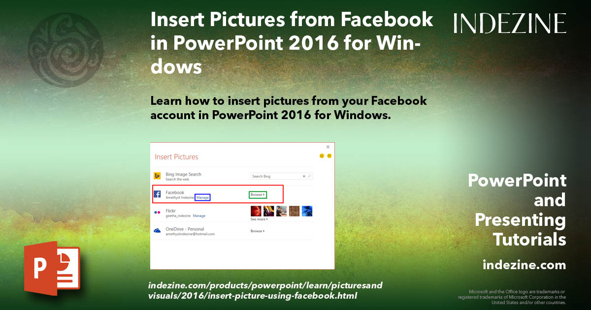 Insert Pictures from Facebook in PowerPoint 2016 for Windows