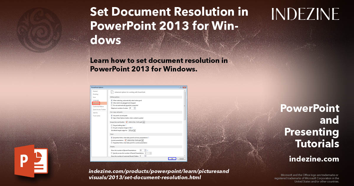 Set Document Resolution in PowerPoint 2013 for Windows