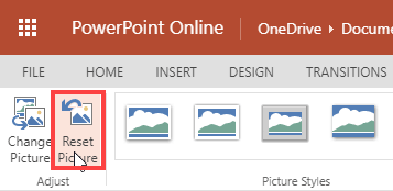 Reset Pictures in PowerPoint Online