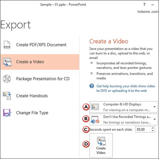 Export Presentation to MPEG-4 Movie in PowerPoint 2013 for Windows