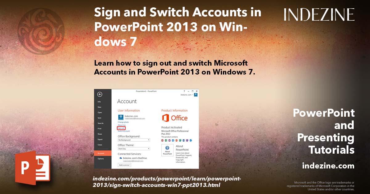 Sign and Switch Accounts in PowerPoint 2013 on Windows 7