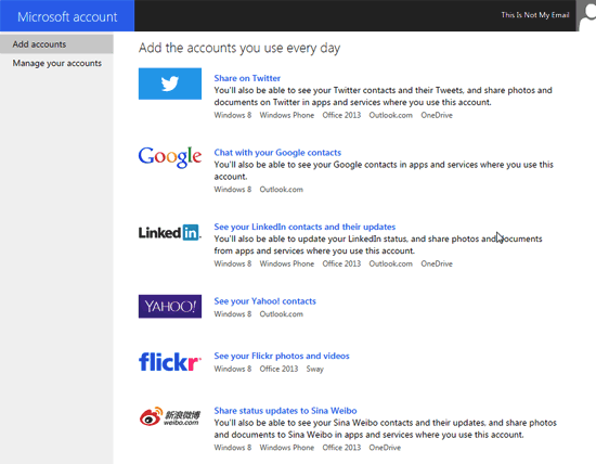 Connect Services to Microsoft Account