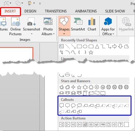 Callout Shapes in PowerPoint 2013 for Windows