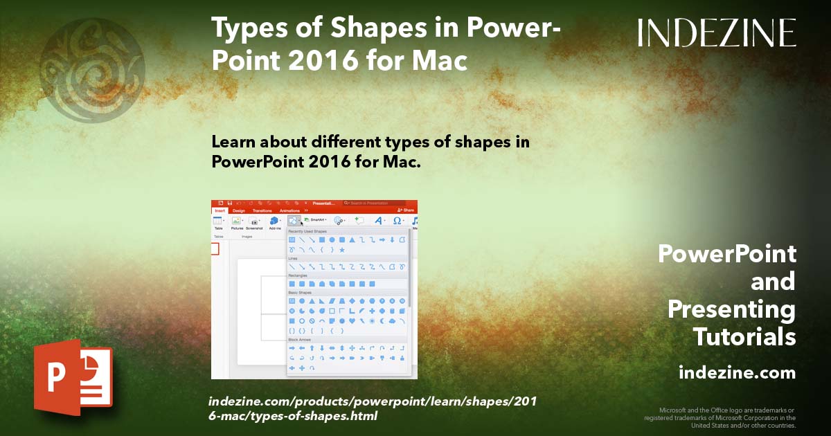 Types of Shapes in PowerPoint 2016 for Mac