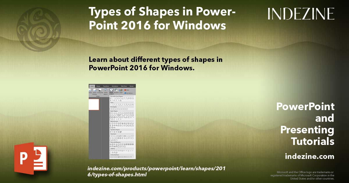 Types of Shapes in PowerPoint 2016 for Windows