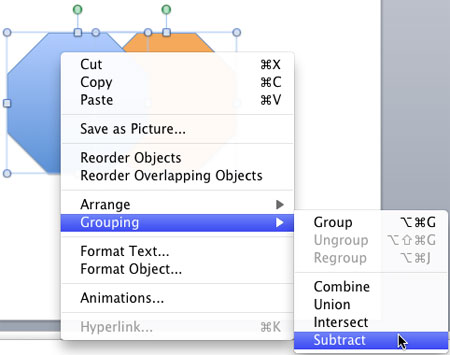 Shape Subtract Command in PowerPoint 2011 for Mac