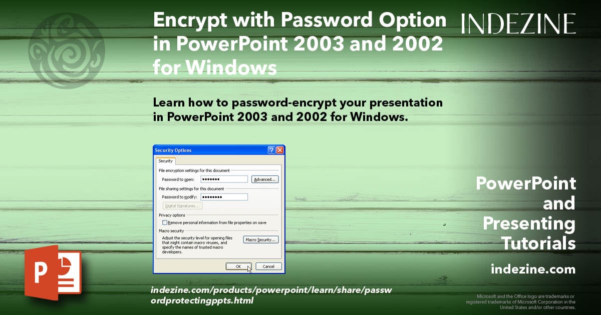Encrypt with Password Option in PowerPoint 2003 and 2002 for Windows