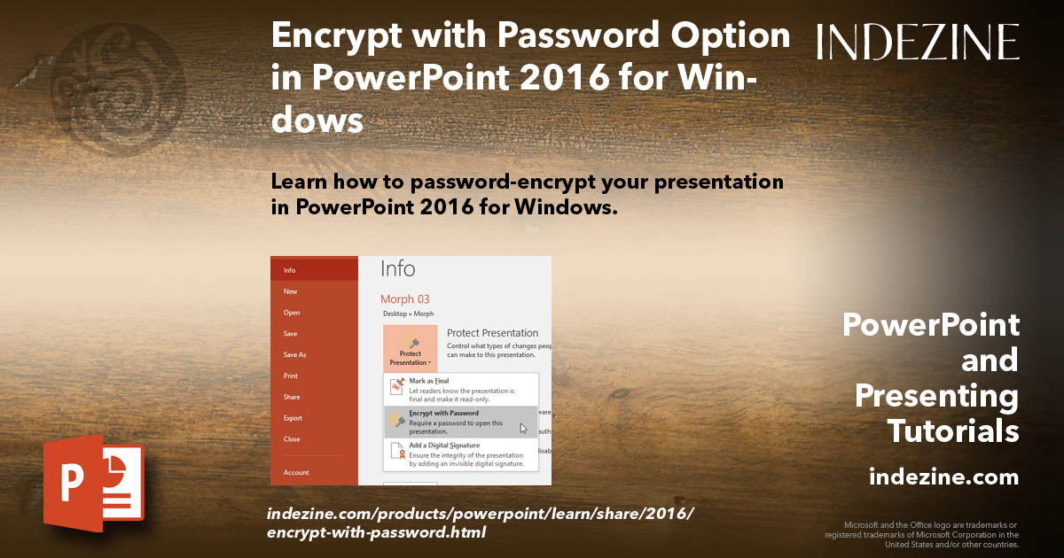Encrypt with Password Option in PowerPoint 2016 for Windows