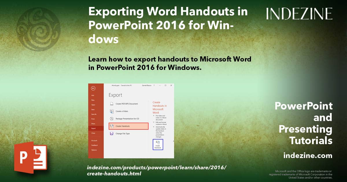 Exporting Word Handouts in PowerPoint 2016 for Windows
