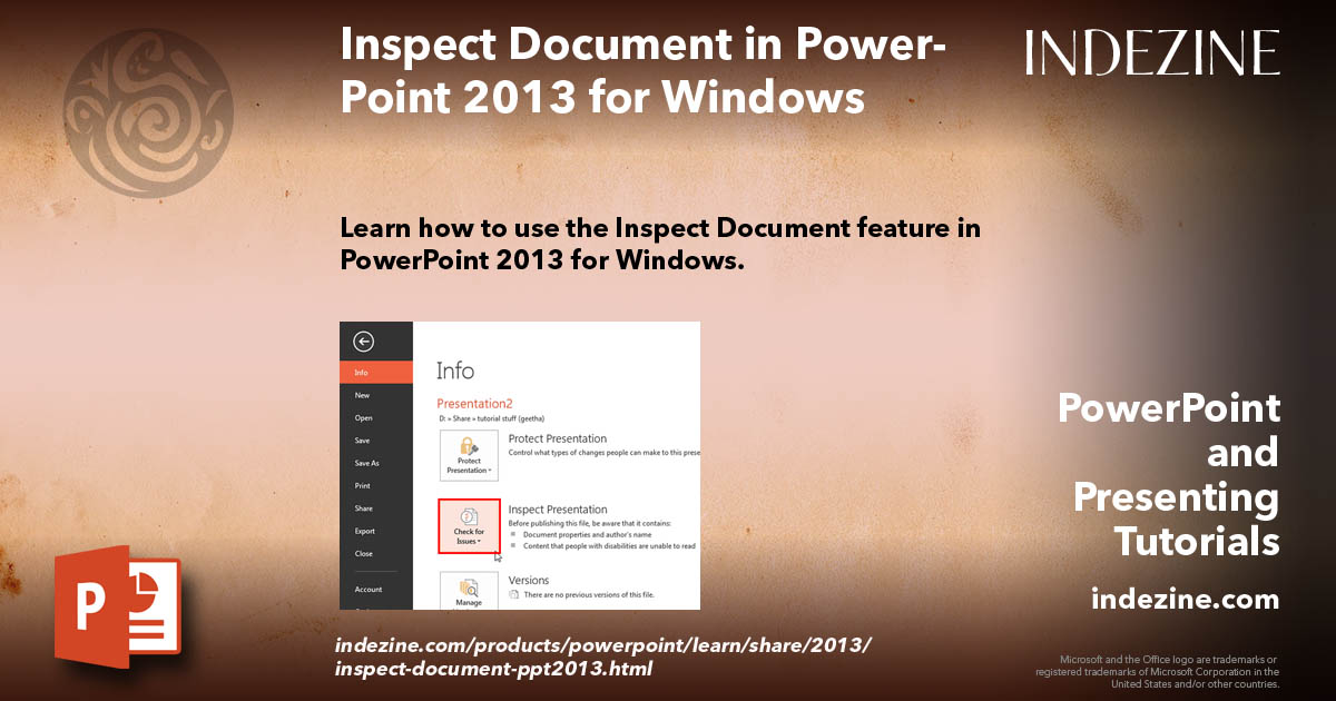 Inspect Document in PowerPoint 2013 for Windows