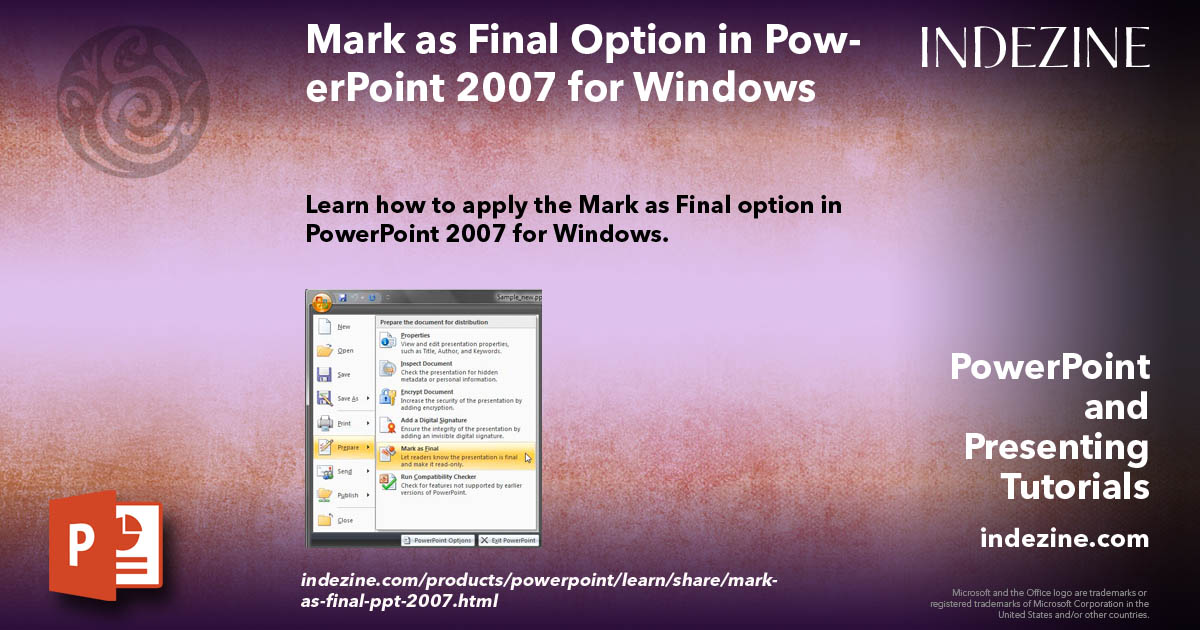 Mark as Final Option in PowerPoint 2007 for Windows