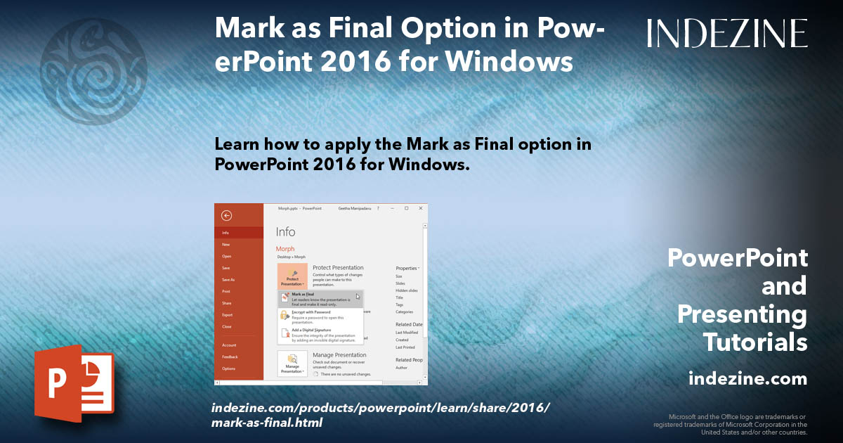 Mark as Final Option in PowerPoint 2016 for Windows
