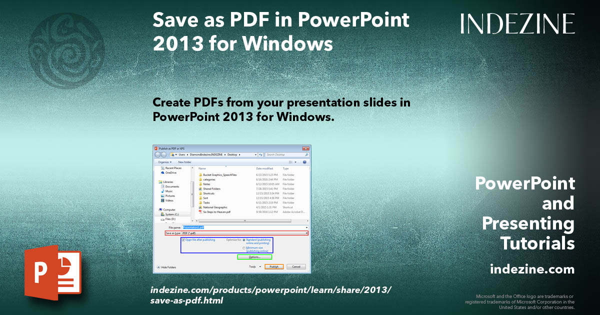Save as PDF in PowerPoint 2013 for Windows