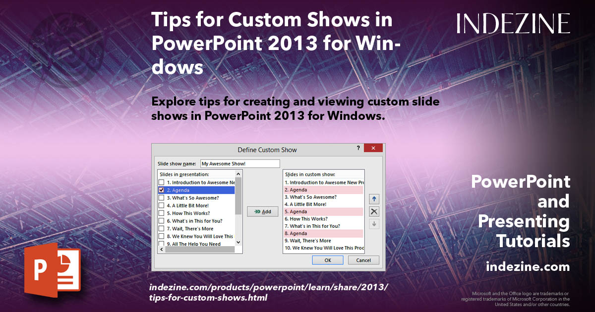 Tips for Custom Shows in PowerPoint 2013 for Windows