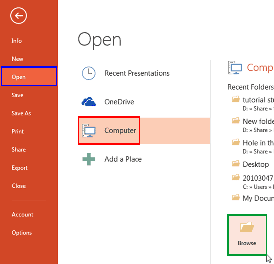Recovering Unsaved Presentations in PowerPoint 2013 for Windows