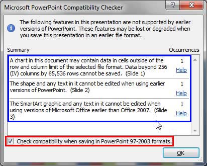 Check Compatibility in PowerPoint 2010 for Windows