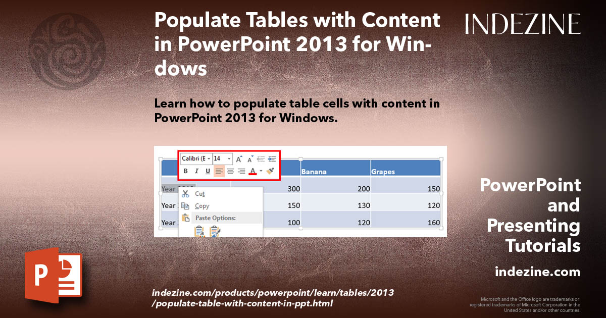 Populate Tables with Content in PowerPoint 2013 for Windows