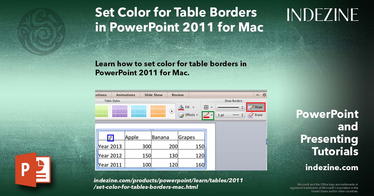 Set Color For Table Borders In PowerPoint 2011 For Mac