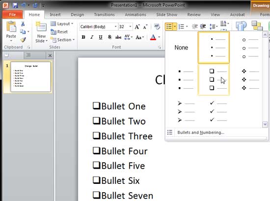 Change Bullet Styles in PowerPoint 2010 for Windows
