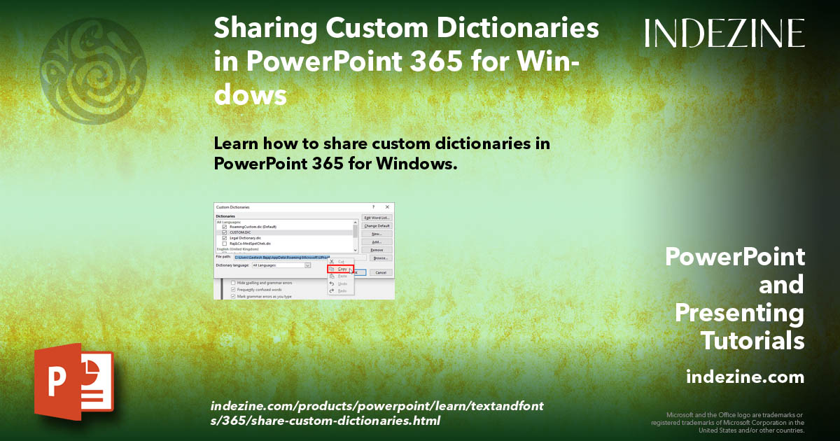 Sharing Custom Dictionaries in PowerPoint 365 for Windows