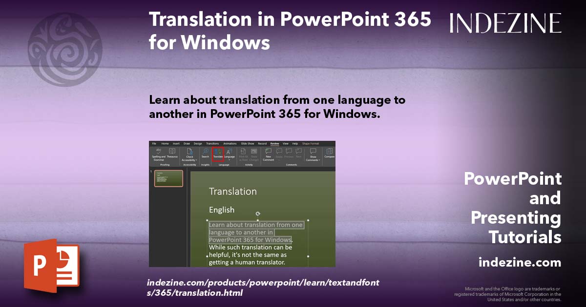 Translation in PowerPoint 365 for Windows