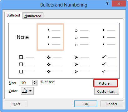 Picture Bullets in PowerPoint 2013 for Windows