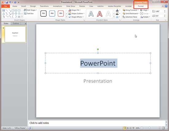 WordArt Styles (Quick Styles) in PowerPoint 2010 for Windows