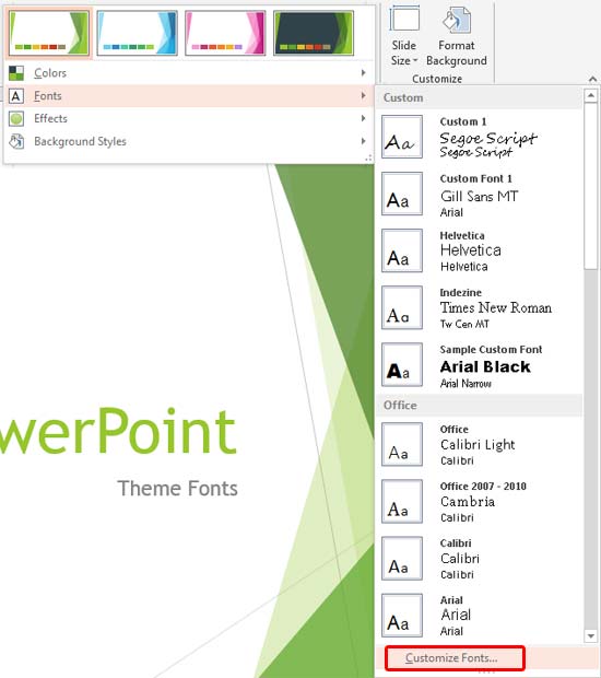 Theme Fonts In PowerPoint 2013 For Windows